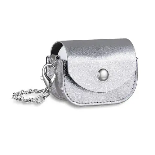 POSH TECH Leather Airpods Pro Case With Chain Strap - Silver