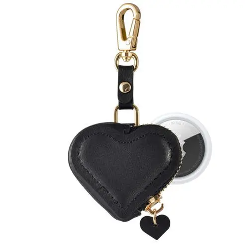 POSH TECH Leather Airtag Bag Charm - Black