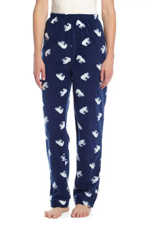LEVERET Fleece Printed Holiday Pajama Pants - Polar Bear
