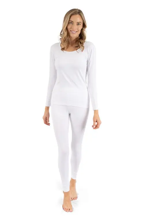 LEVERET Solid Thermal Pajama Set - White