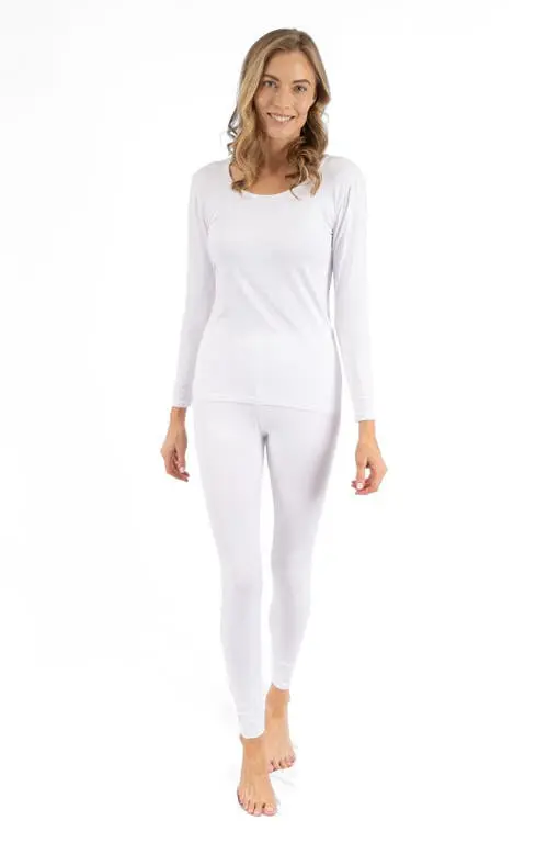 LEVERET Solid Thermal Pajama Set - White