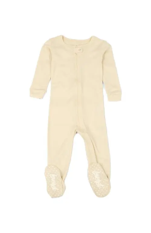 LEVERET Printed Cotton Footed Pajamas - Off White