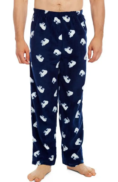 LEVERET Fleece Printed Holiday Pajama Pants - Polar Bear