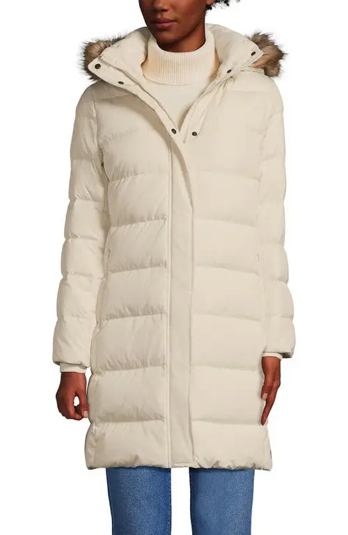 LANDS' END Down Winter Coat - Ivory Pearl