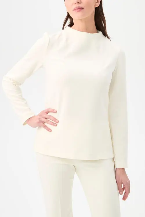 Trina Turk High Neck Suiting Top - Winter White