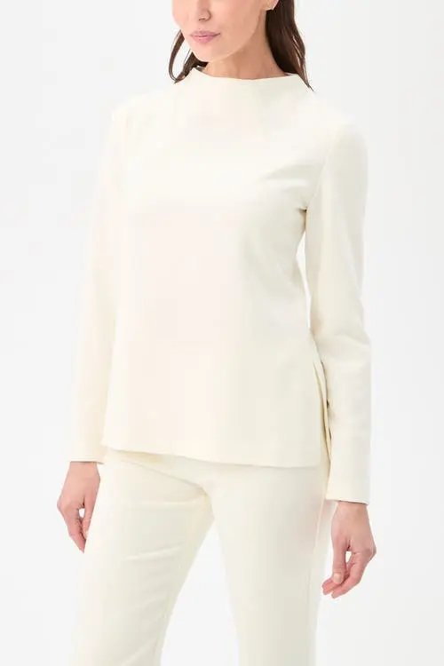 Trina Turk High Neck Suiting Top - Winter White