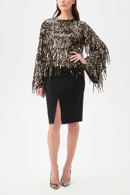 Trina Turk Satine Fringed Sequin Top