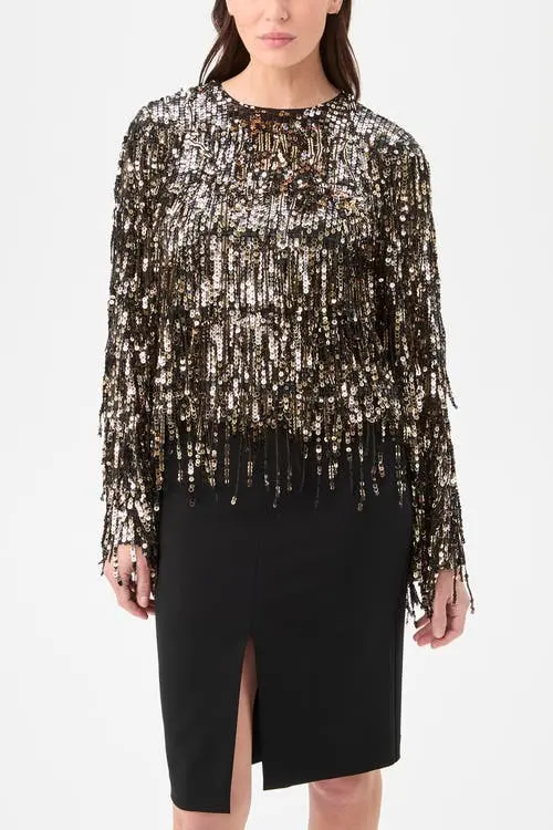 Trina Turk Satine Fringed Sequin Top