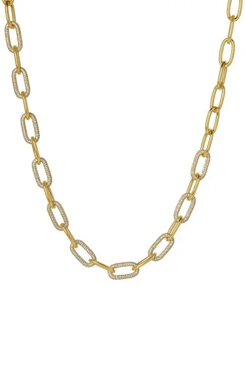 DEAN DAVIDSON Solene Pavé Statement Link Necklace - White Topaz/gold