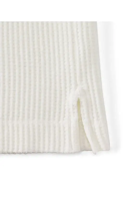 LANDS' END Long Sleeve Waffle Henley - Ivory