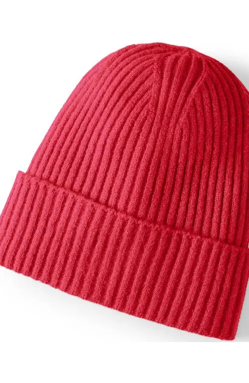 LANDS' END Cashtouch Winter Beanie - Compass Red