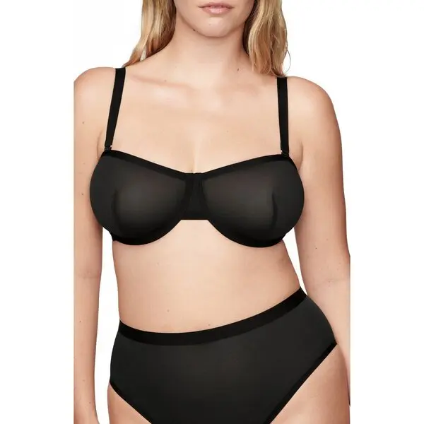 CUUP The Balconette Mesh Underwire Bra - Black