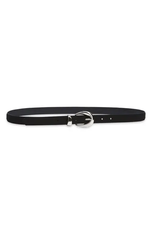 Treasure & Bond Suede Belt - Black- Brushed Nickle