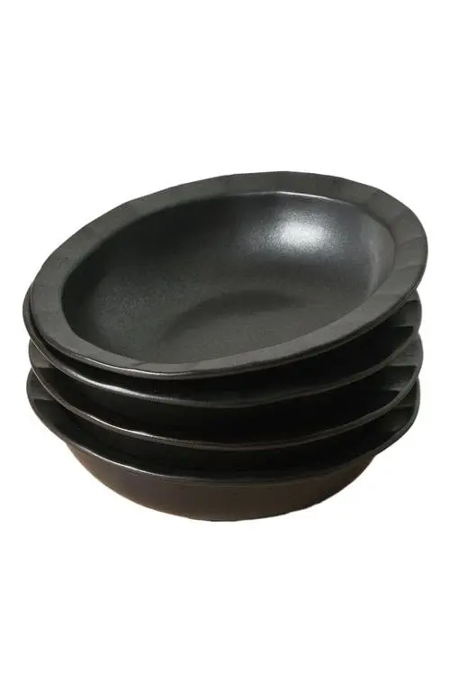 STONE + LAIN Oasis Stoneware 4-piece Pasta Bowl Set - Black