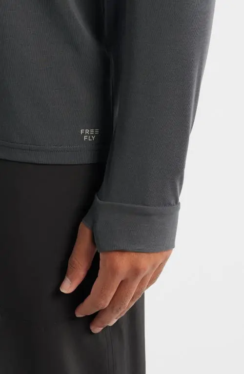 FREE FLY Elevate Long Sleeve Performance Top - Black Sand
