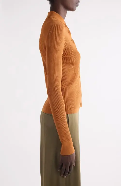Dries Van Noten Tielt Ribbed Cardigan - Rust