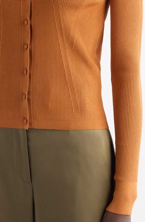 Dries Van Noten Tielt Ribbed Cardigan - Rust