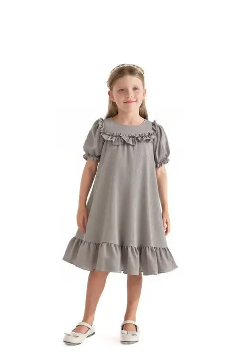 SWEET CACTUS Ruffle Berlin Dress - Grey