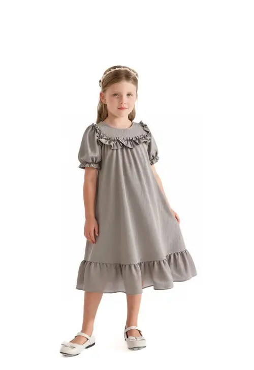 SWEET CACTUS Ruffle Berlin Dress - Grey