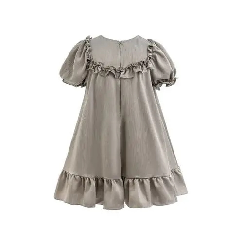 SWEET CACTUS Ruffle Berlin Dress - Grey