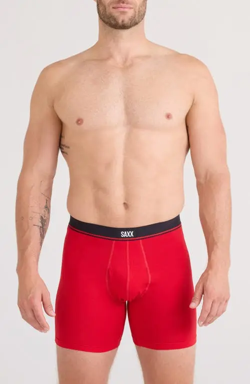 SAXX Essential Assorted 3-pack Cotton Blend Boxer Briefs - Red/maritime/black
