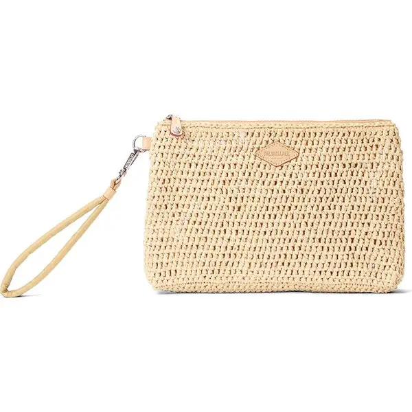 Mz Wallace Crochet Raffia Clutch - Camel