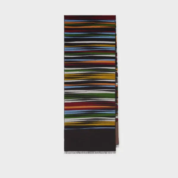 Paul Smith Multicolour 'ladder Stripe' Viscose-blend Scarf - Black