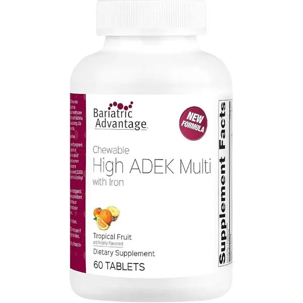 BARIATRIC ADVANTAGE Chewable High Adek With Iron Tropical Fruit 60 Tablets - One-color