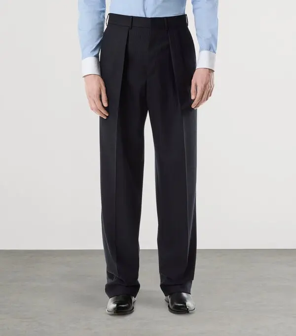 TOM FORD Wool Pinstripe Pleated Trousers