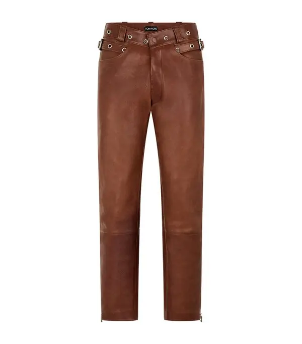 TOM FORD Leather Trousers With Embellishments