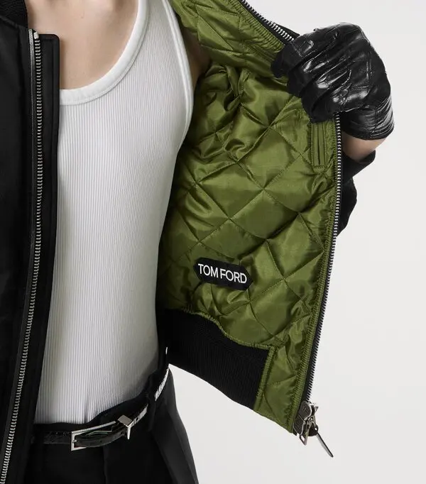 TOM FORD Silk Bomber Jacket - Black