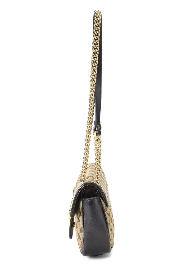 Gucci Original Gg Canvas Marmont Matelassé Small Shoulder Bag - Black