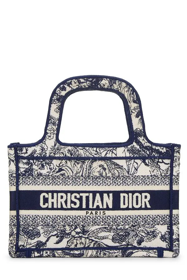 Dior Embroidered Toile De Jouy Book Tote - Navy
