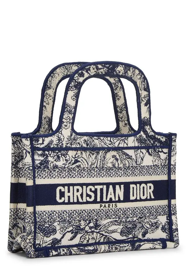 Dior Embroidered Toile De Jouy Book Tote - Navy