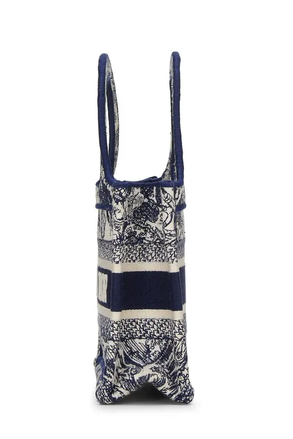 Dior Embroidered Toile De Jouy Book Tote - Navy