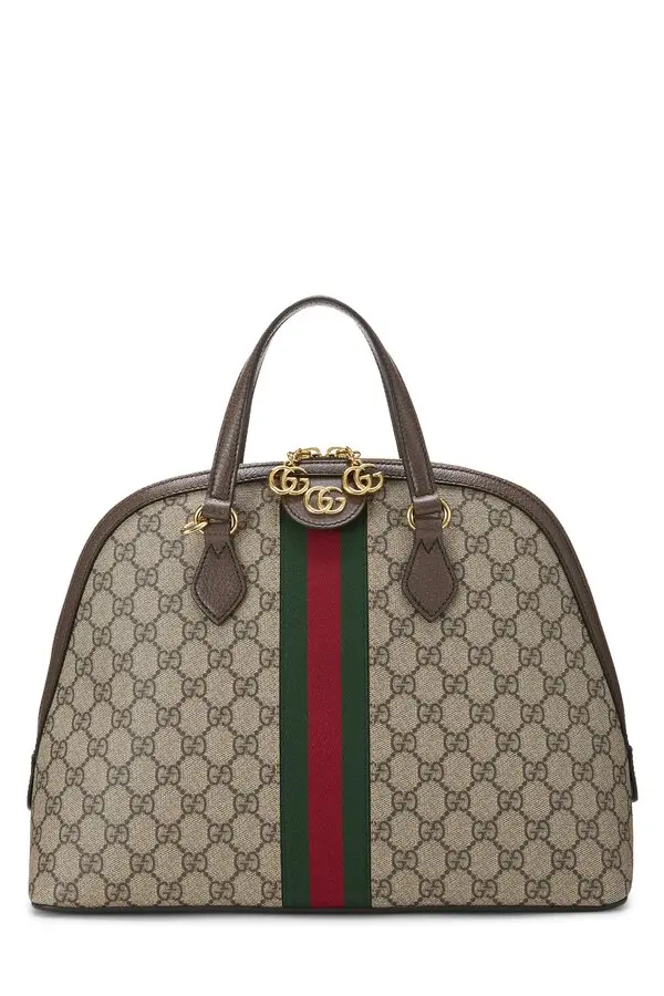 Gucci Gg Supreme Ophidia Dome Shoulder Bag - Brown