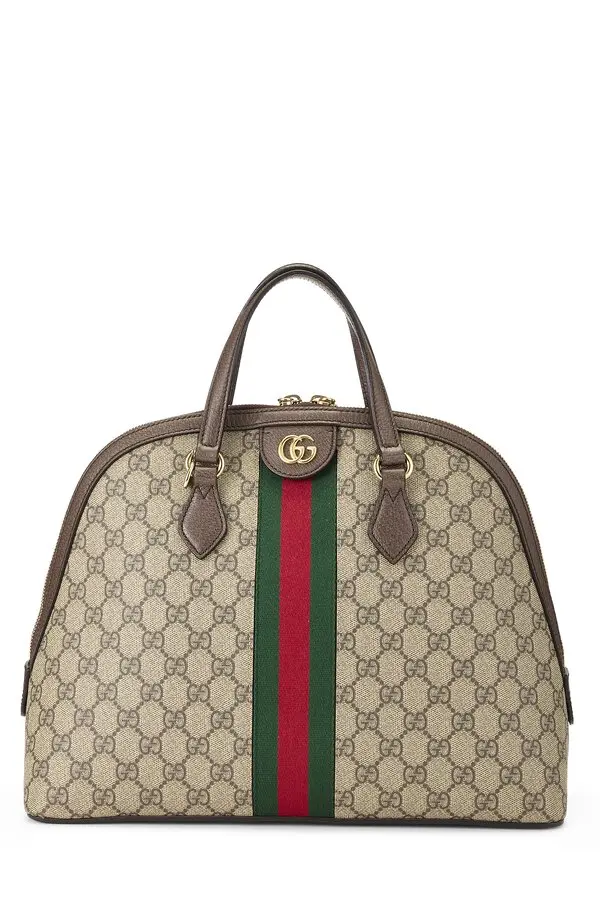 Gucci Gg Supreme Ophidia Dome Shoulder Bag - Brown