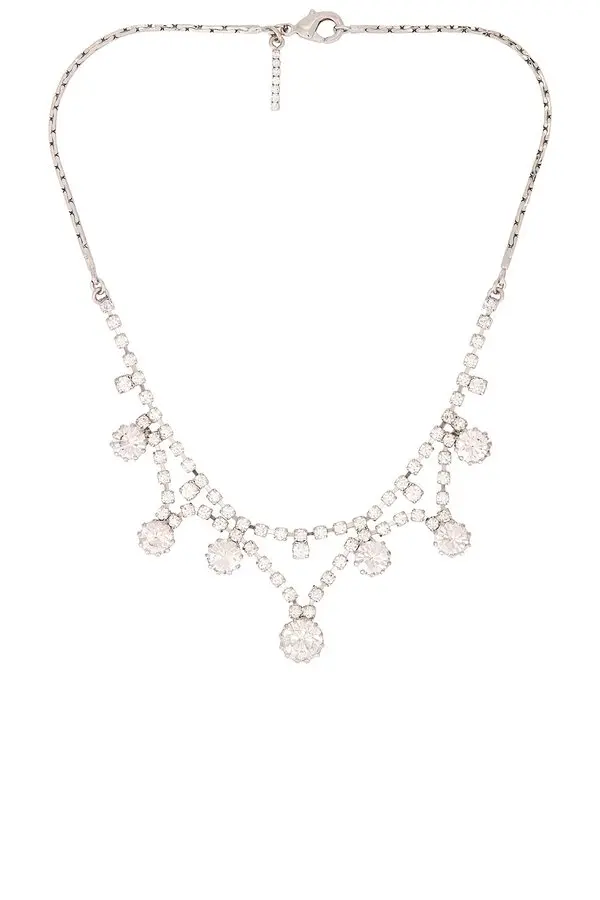 Alessandra Rich Crystal Embellished Necklace - Crystal & Silver