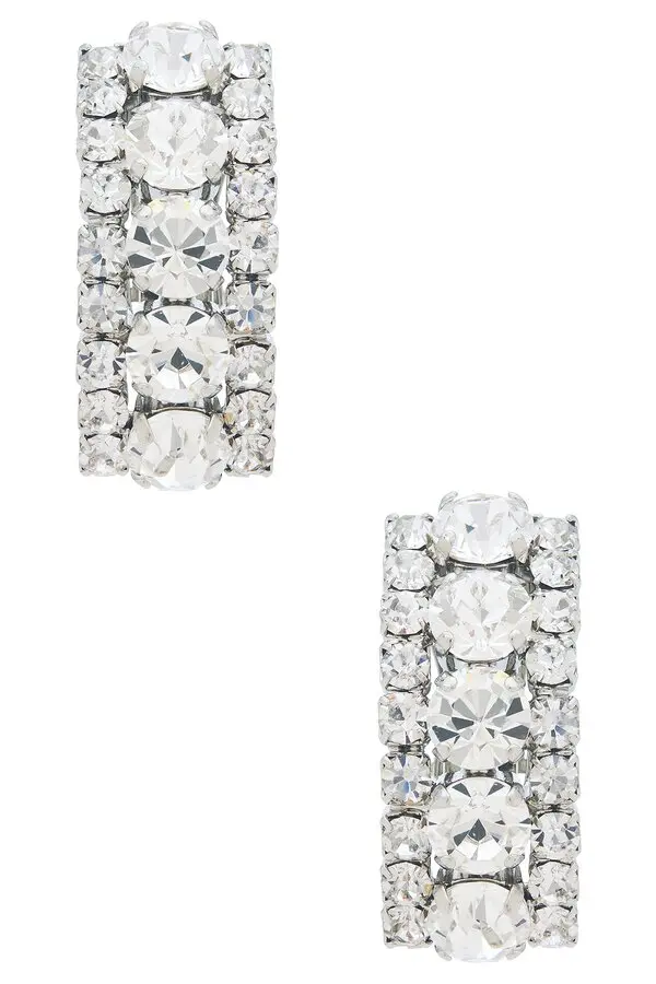 Alessandra Rich Crystal Clip-on Earrings - Crystal & Silver