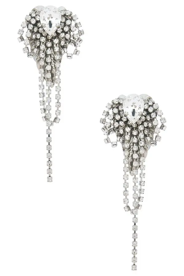 Alessandra Rich Dangle Clip-on Earrings - Crystal & Silver