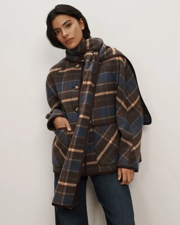 Veronica Beard Martine Dickey Scarf Coat - Navy Multi