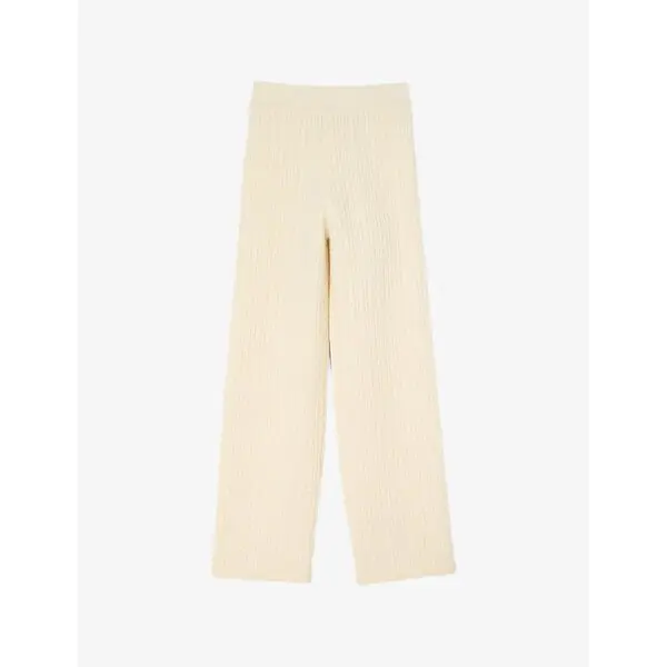 Sandro Cable-knit High-rise Wool-blend Trousers