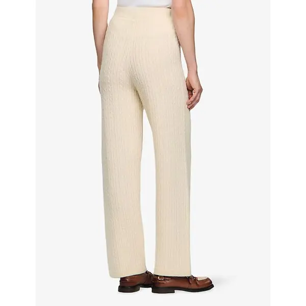 Sandro Cable-knit High-rise Wool-blend Trousers