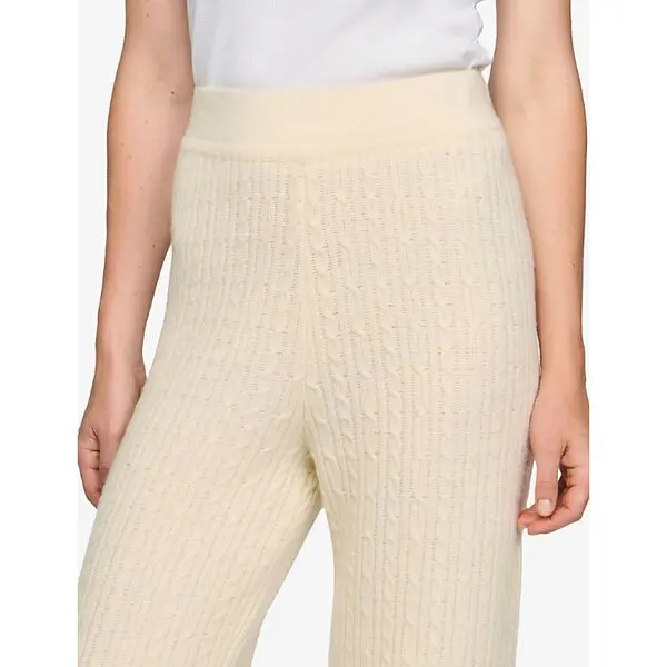 Sandro Cable-knit High-rise Wool-blend Trousers