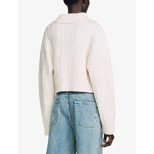 Sandro Sailor-neck Cable-knit Wool Jumper