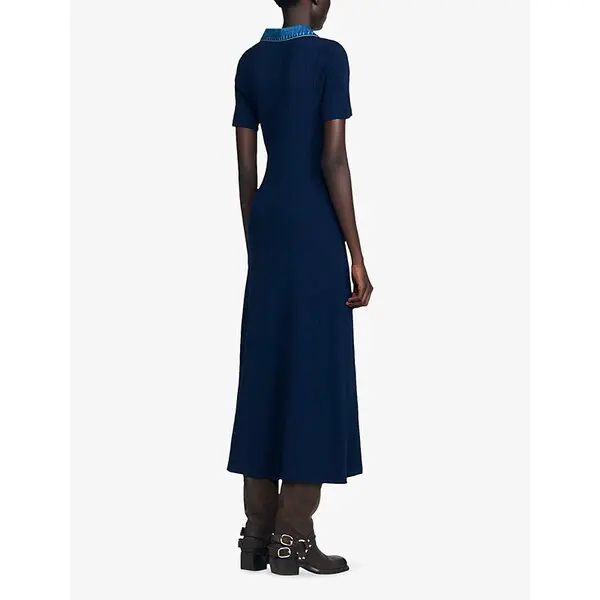 fiona zip front knitted dress Fiona Zip Front Knitted Dress-Navy