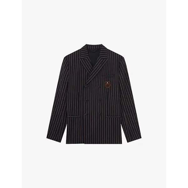 The Kooples Striped Double-breasted Wool Blazer