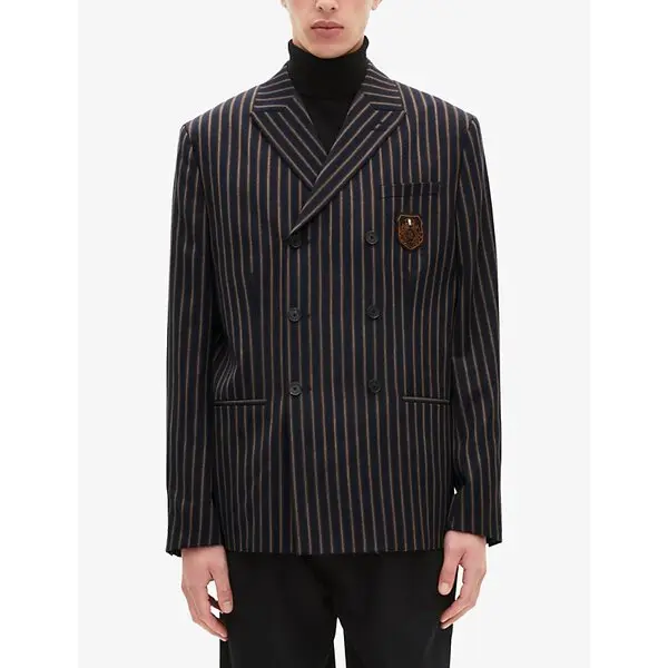 The Kooples Striped Double-breasted Wool Blazer
