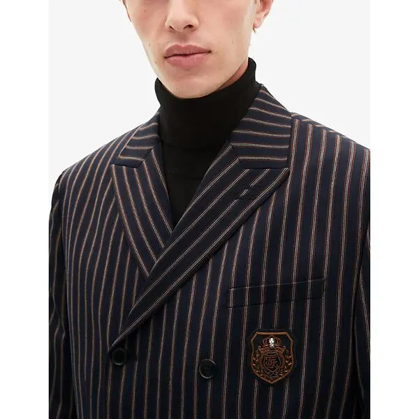 The Kooples Striped Double-breasted Wool Blazer