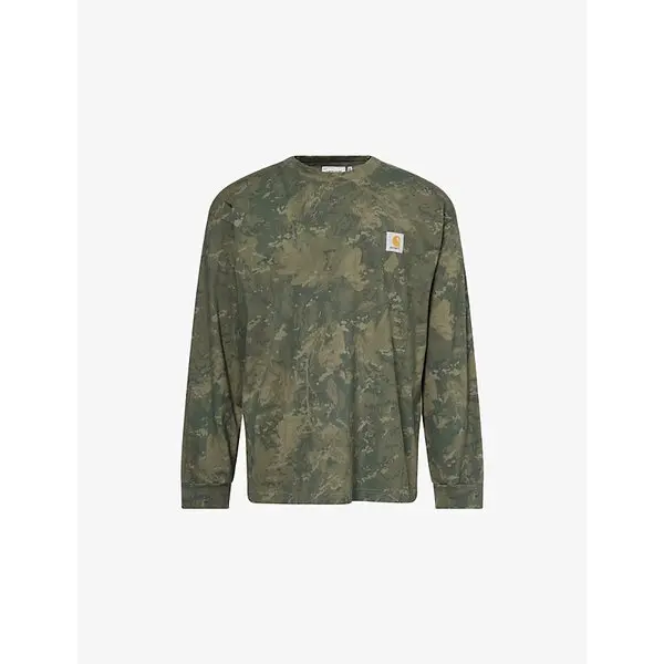 Carhartt Work In Progress Camo Combi Long-sleeves Cotton-jersey T-shirt - Camo Green Olive
